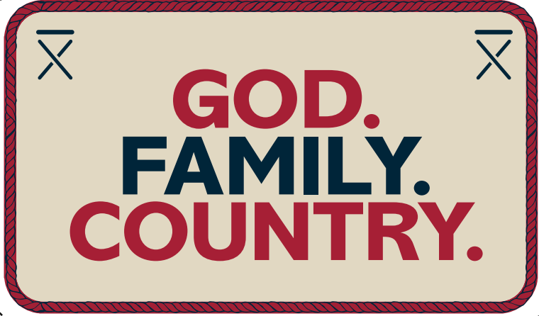 GOD. FAMILY. COUNTRY. Sticker – Gatlin Didier's Bar X Apparel